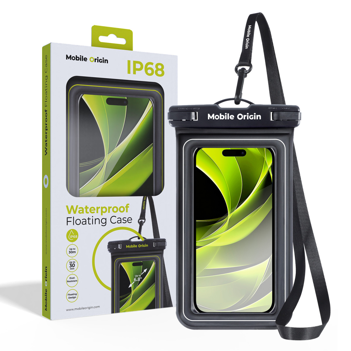 Waterproof Floating Case 6,8" Black / White | Mobile Origin