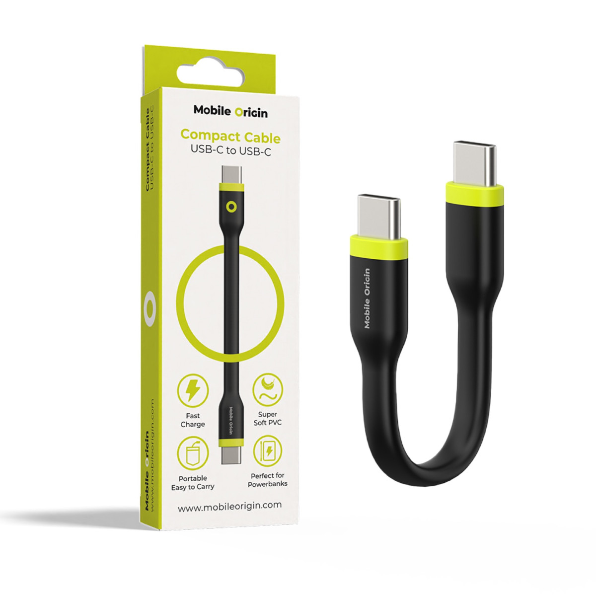 Compact Cable USB-C to USB-C Black | Mobile Origin