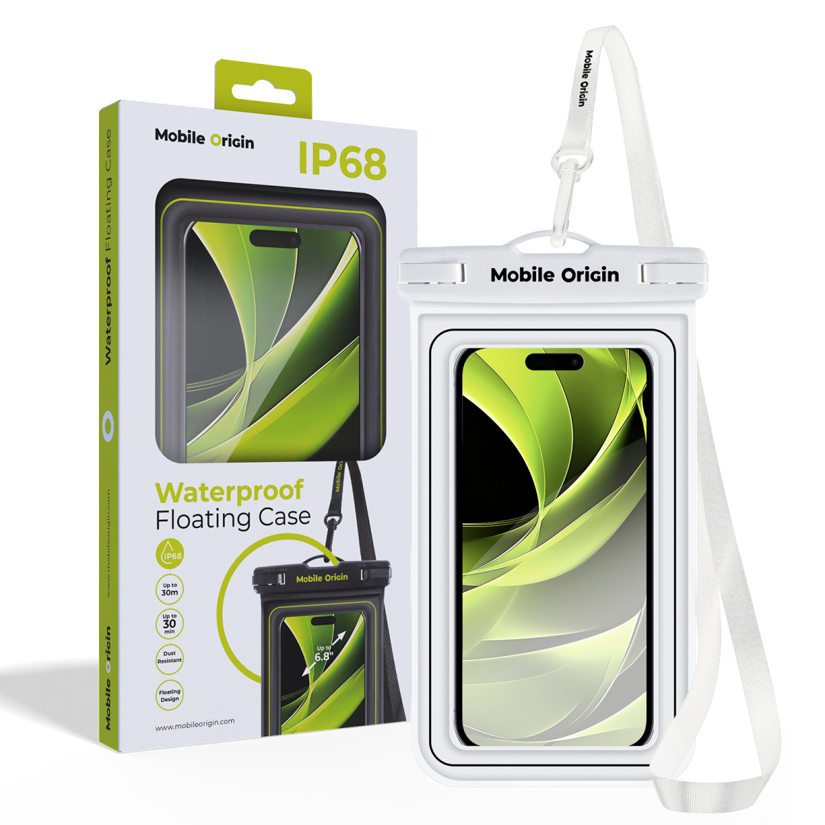 Waterproof Floating Case 6,8" White / Black | Mobile Origin