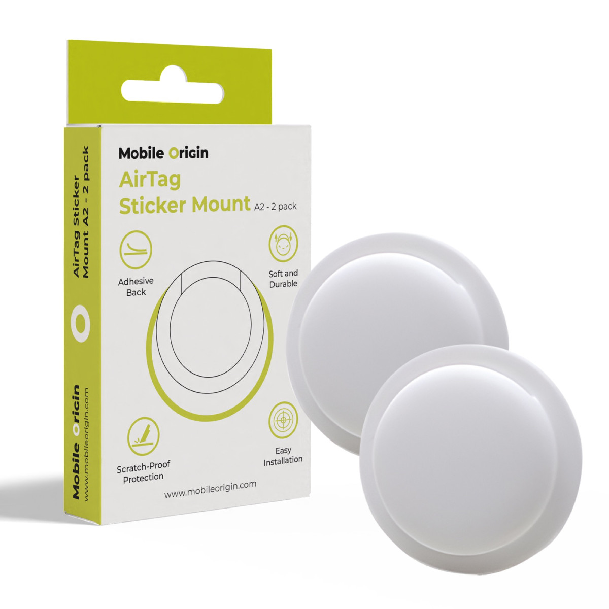 AirTag Sticker Mount A2 - 2 pack White | Mobile Origin